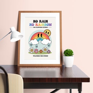 Retro Rainbow Poster, Cute Wall Art Print, Positive Quote Poster, No ...