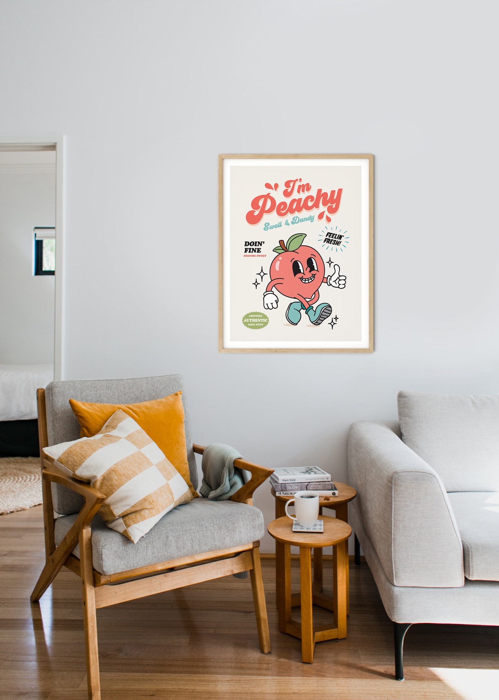 Retro Poster I'm Peachy Wall Art Print Positive Quote - Etsy