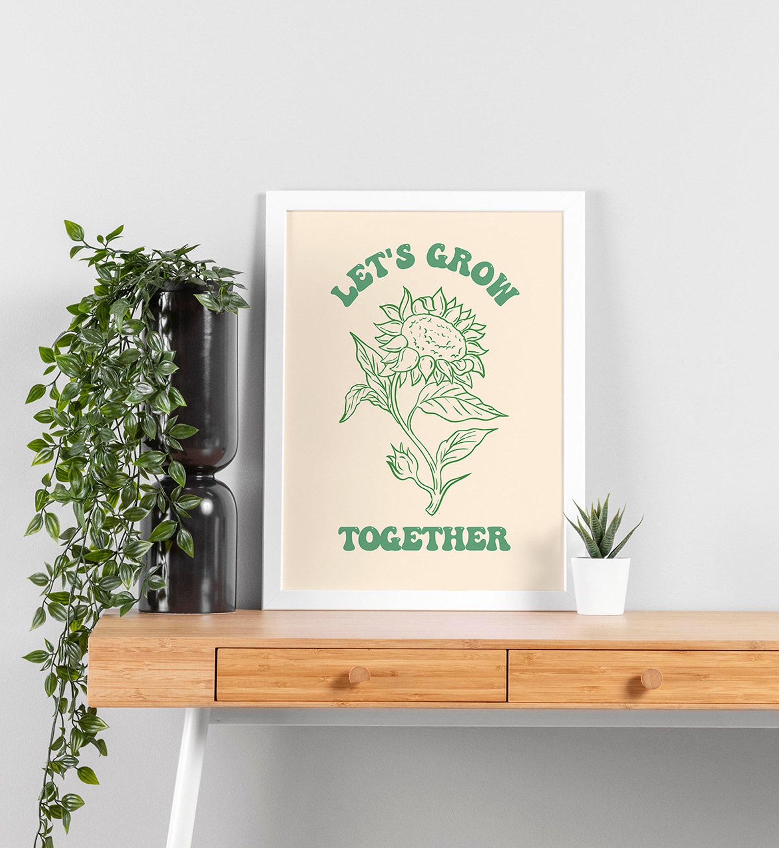 Let's Grow Together Wall Decor Art Print Retro Aesthetic - Etsy