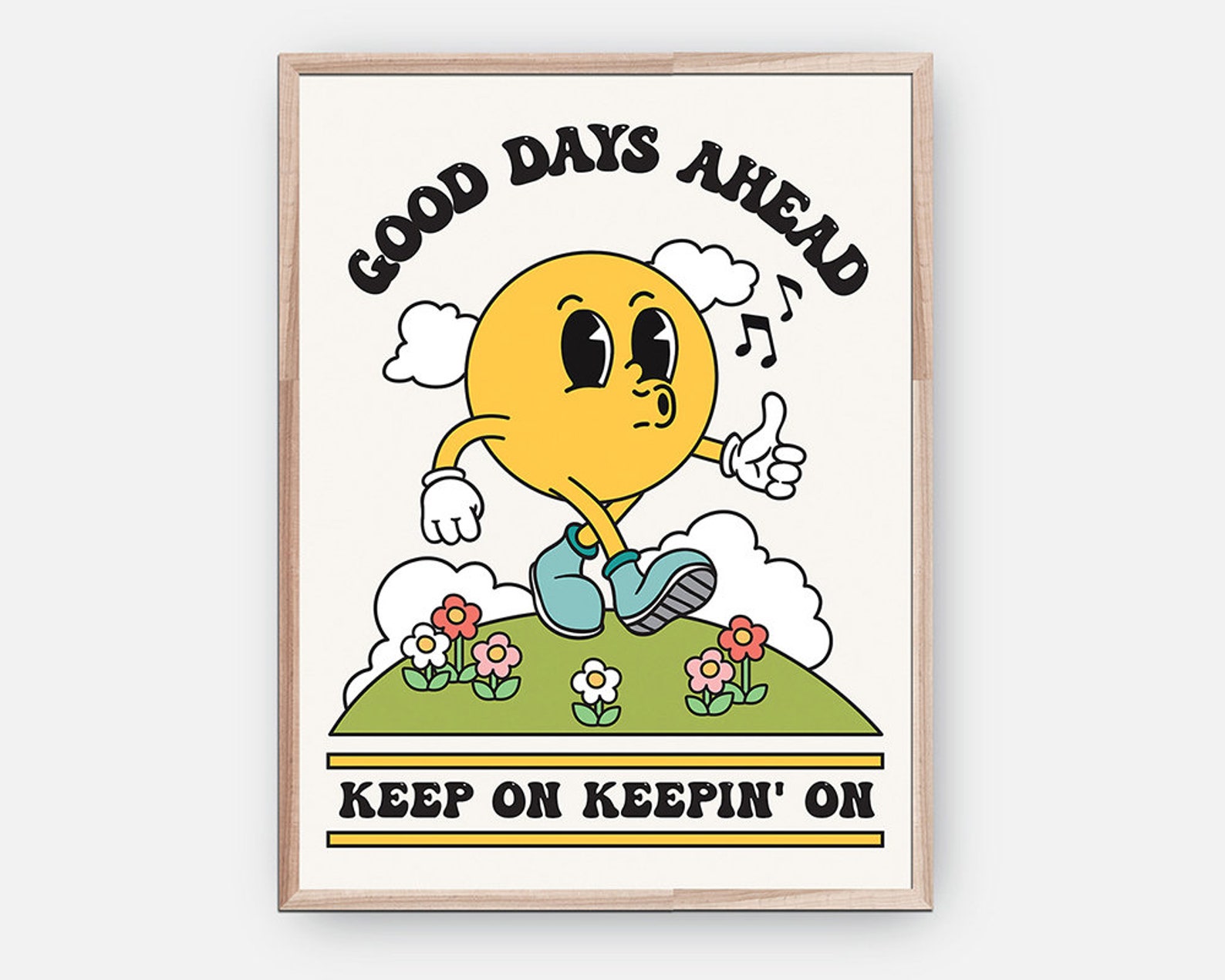 Retro Poster Good Days Ahead Wall Art Print Positive Quote - Etsy