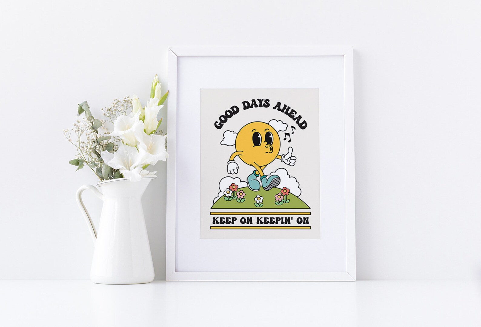 Retro Poster Good Days Ahead Wall Art Print Positive Quote - Etsy