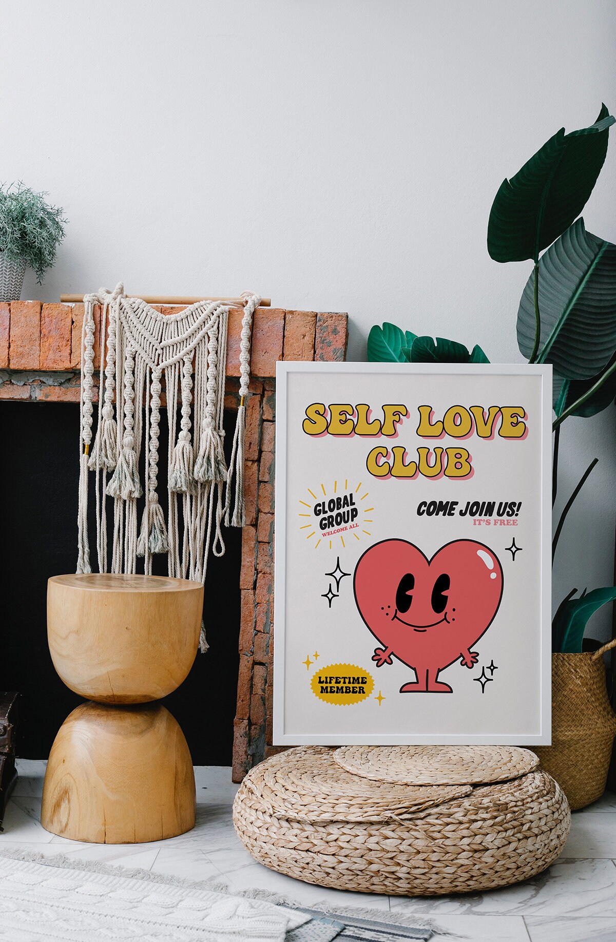Self Love Club Poster Cute Heart Wall Art Print Positive - Etsy