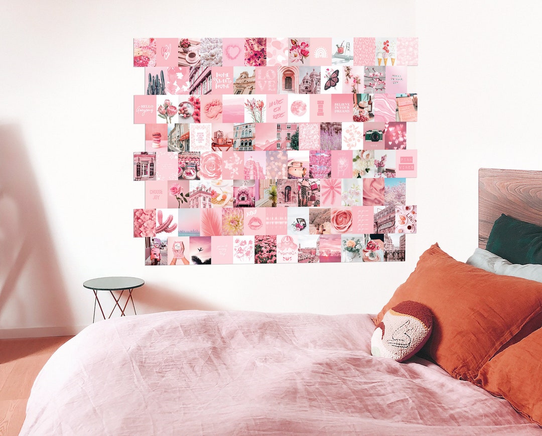 100 Printed 4x6 Wall Collage Kit Blush Pink Rose Aesthetic Photo