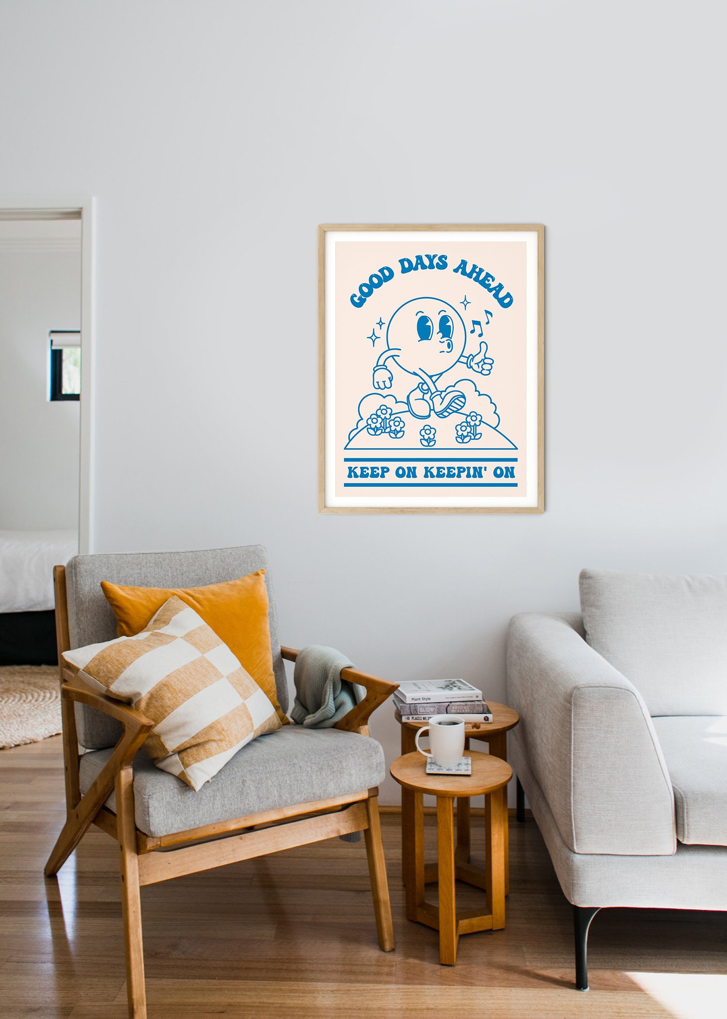 Retro Poster Good Days Ahead Wall Art Print Positive Quote - Etsy