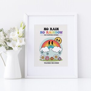 Retro Rainbow Poster, Cute Wall Art Print, Positive Quote Poster, No ...