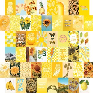 50 PRINTED 4x6 Yellow Aesthetic Wall Collage Kit 4x6, VSCO Sunshine ...