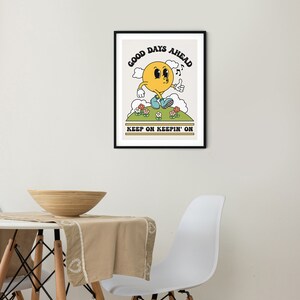 Retro Poster, Good Days Ahead Wall Art Print, Positive Quote Poster ...