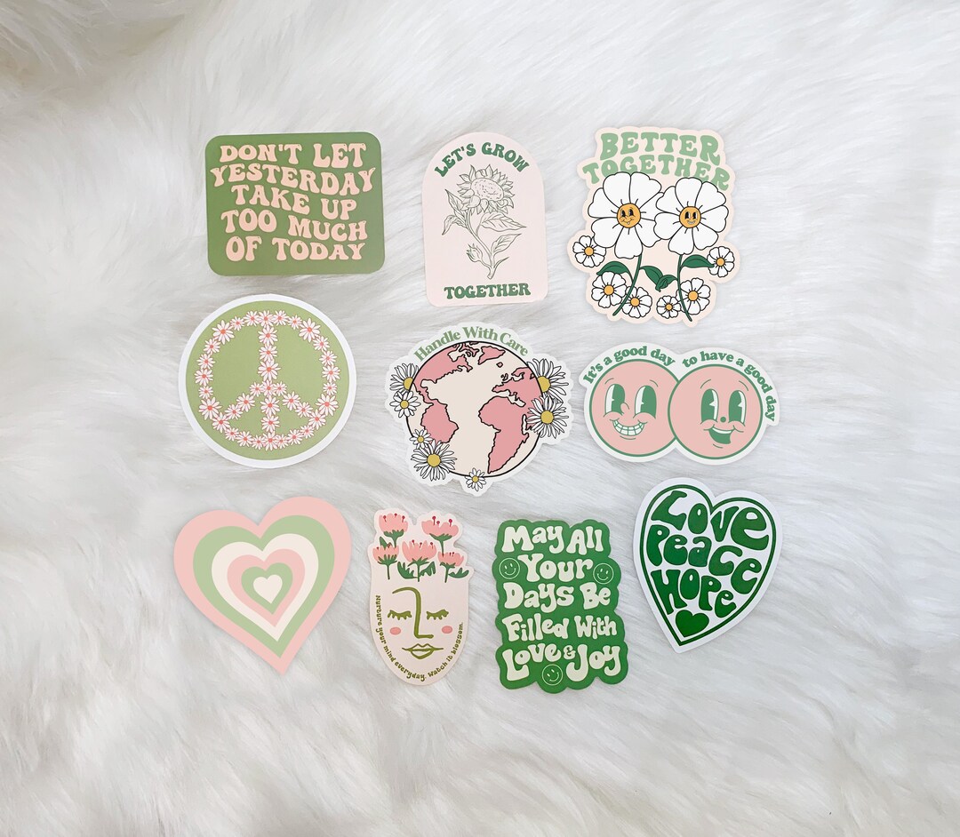 Green Sticker Pack Laptop Hydroflask Water Bottle Decals Danish Pastel ...