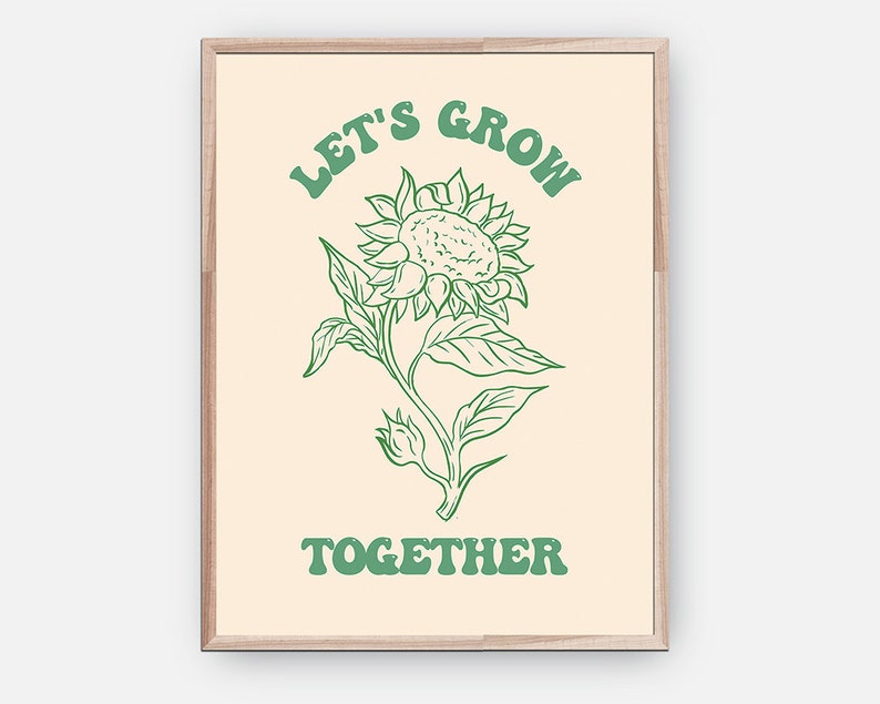 Let's Grow Together Wall Decor Art Print Retro Aesthetic - Etsy