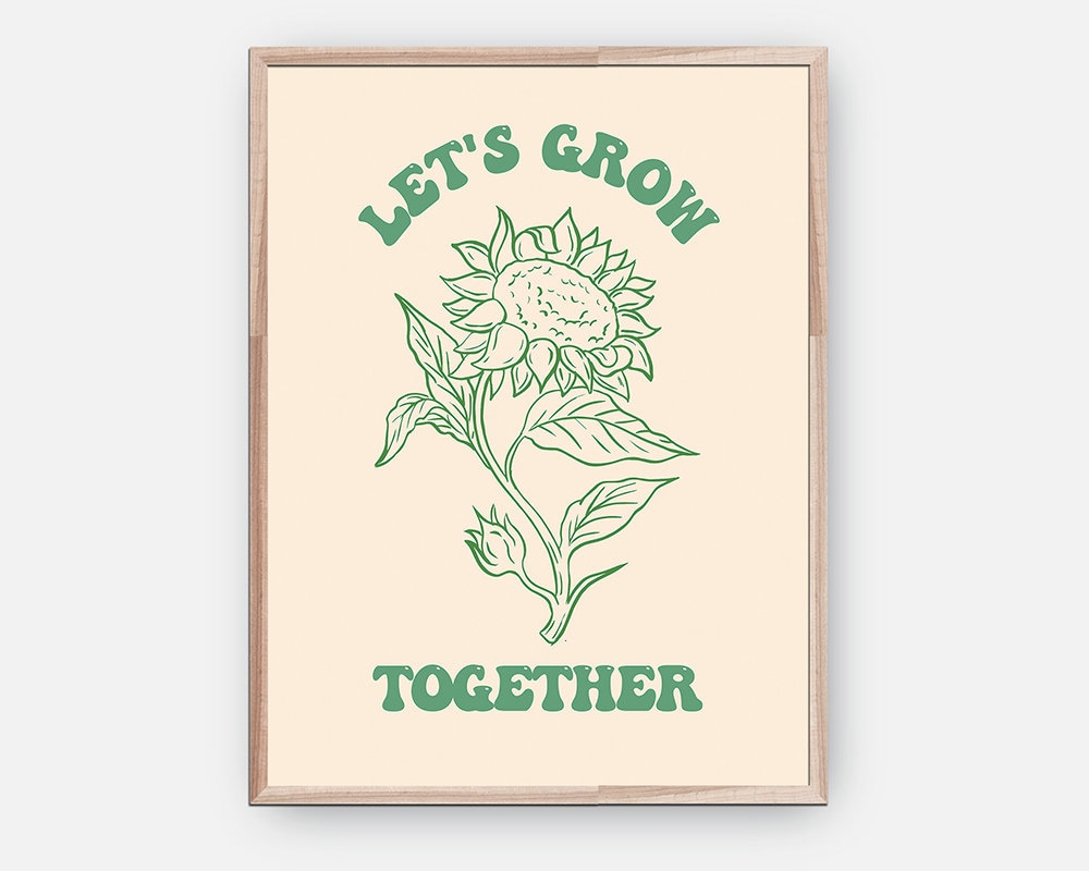 Let's Grow Together Wall Decor Art Print Retro Aesthetic - Etsy