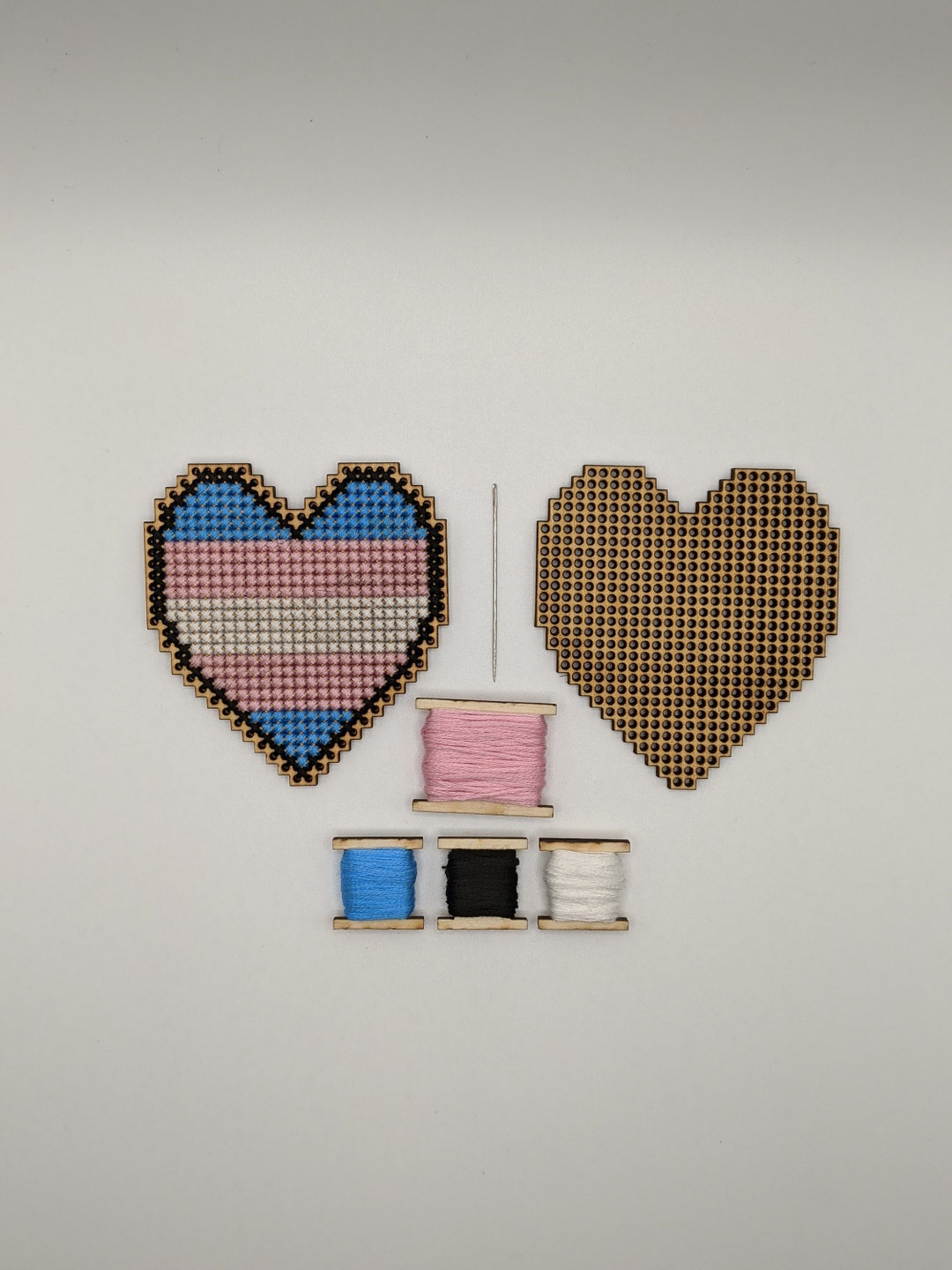Laser Cut Trans Pride Heart Cross Stitch Kit - Etsy