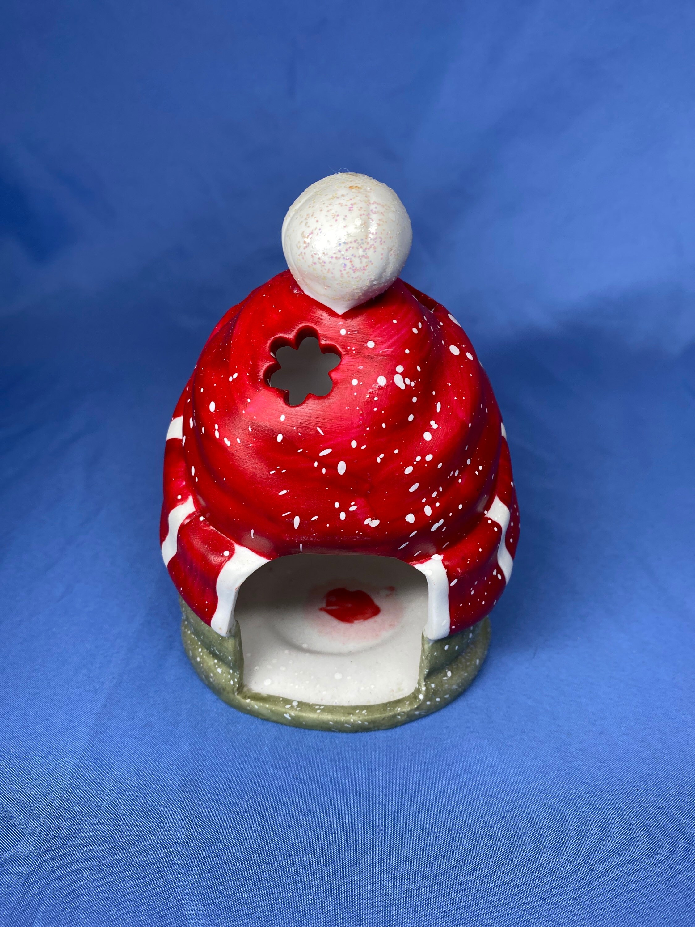 Vintage Ceramic Christmas Snowman Candle Holder Tea Light Red - Etsy