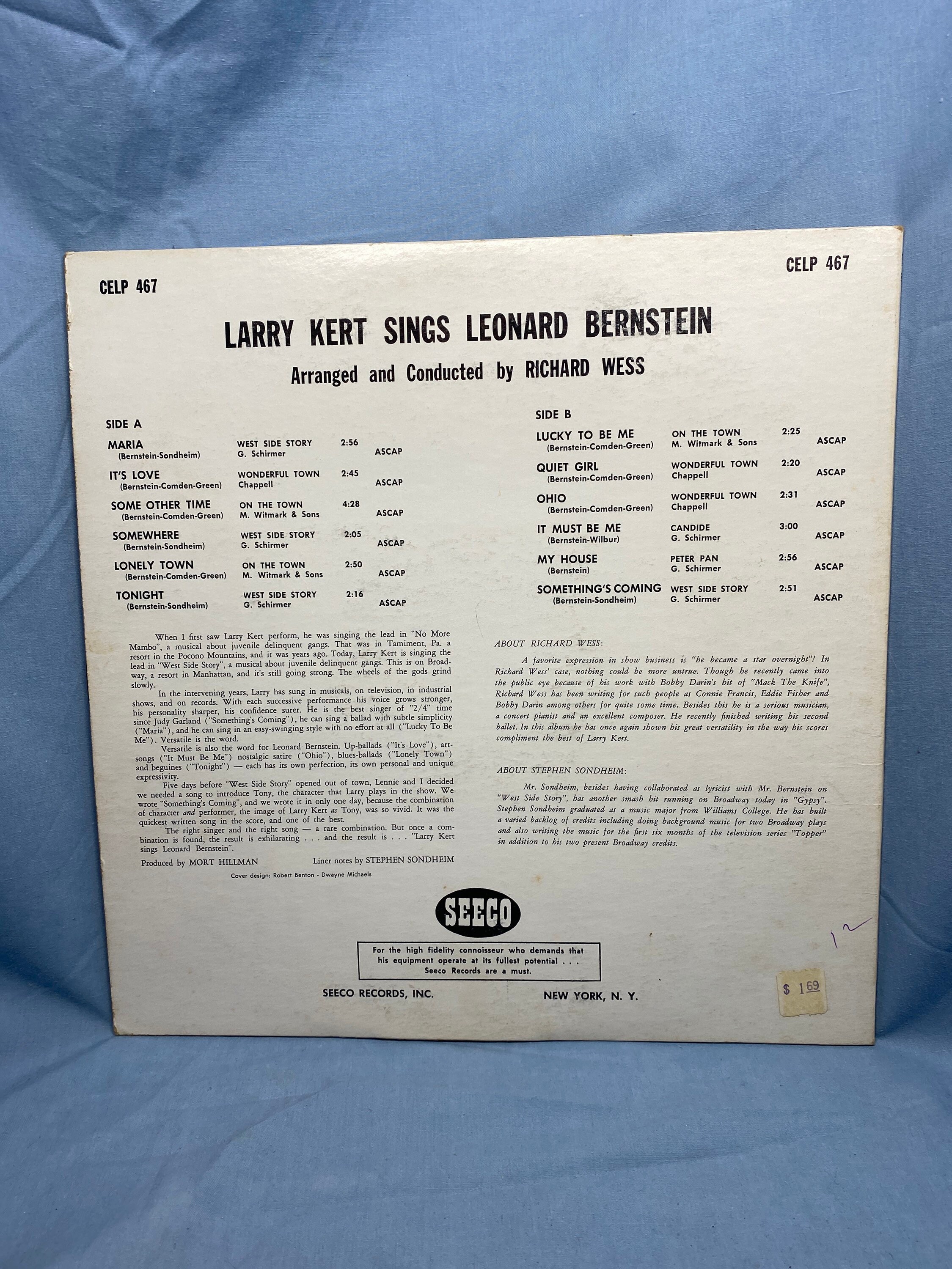 Larry Kert Sings Leonard Bernstein Arranged and Conducted by Richard ...