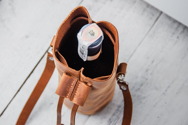 Leather Drink Bottle Holderleather Water Bottle Carrierwine - Etsy