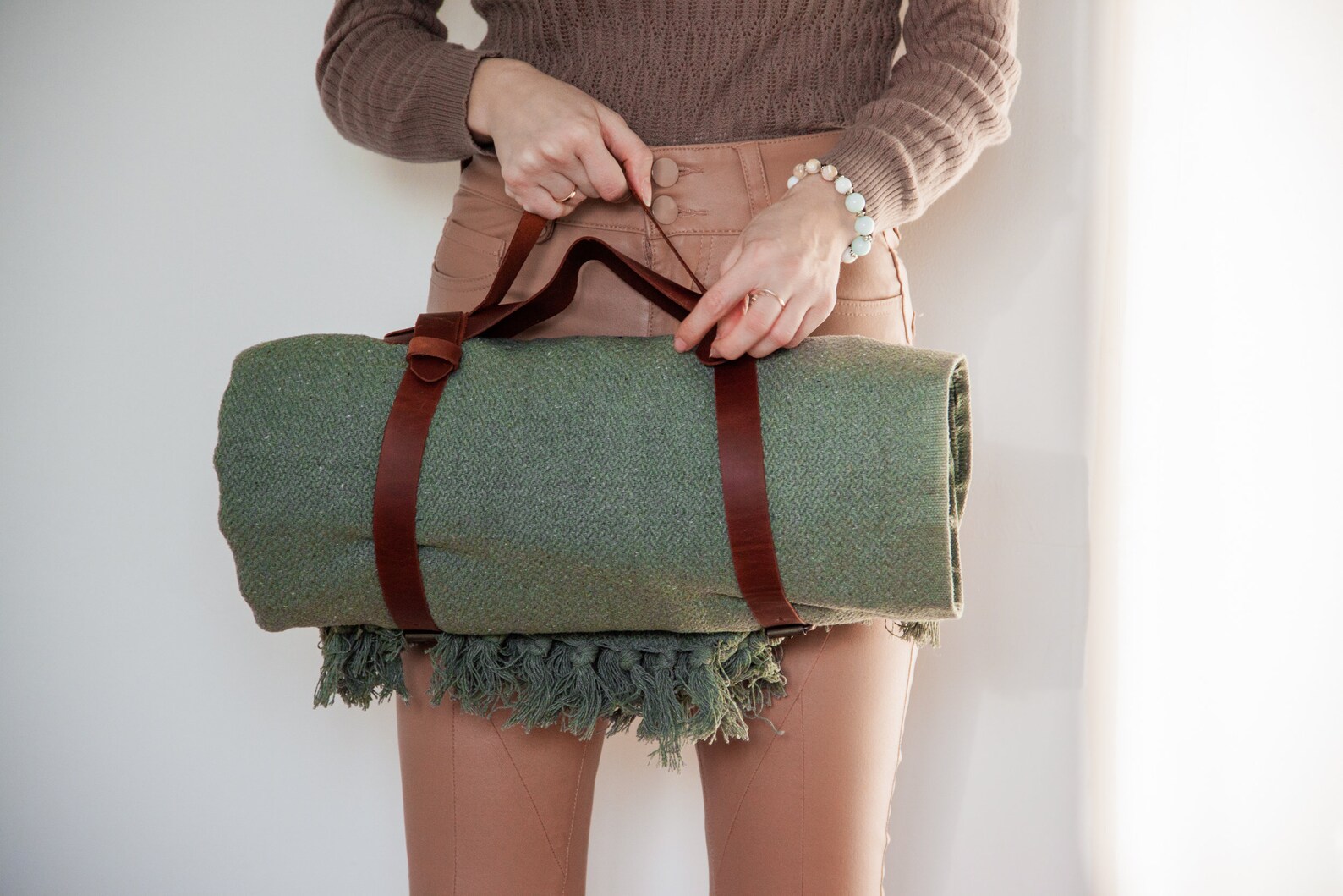 Leather Blanket Carrierpicnic Blanket Strapblanket | Etsy