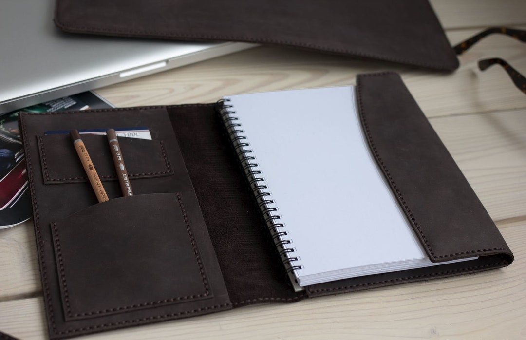 Leather Sketchbook Cover With Pockets, Leather Sketchbook Cover A4 ...