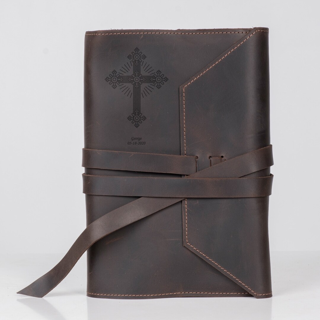 Engraved Bible Cover With Name, Leather Bible Cover for Men, Leather ...