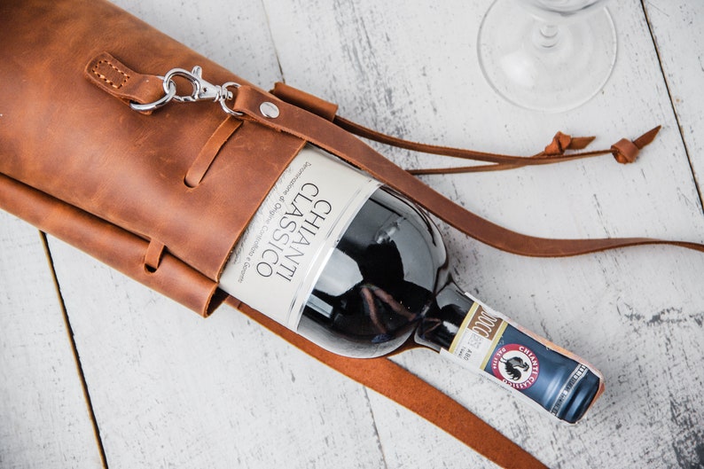 Leather Drink Bottle Holderleather Water Bottle Carrierwine - Etsy