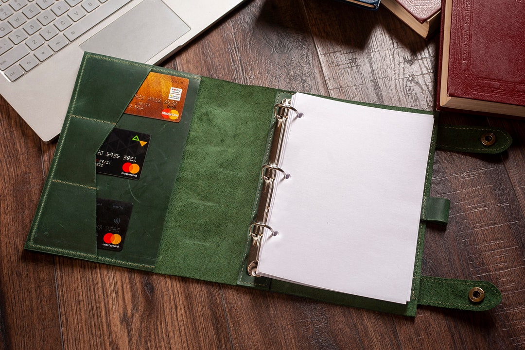 Leather 3 Ring Notebook, Leather 3 Ring Binder Cover, Green Binder, 3 ...
