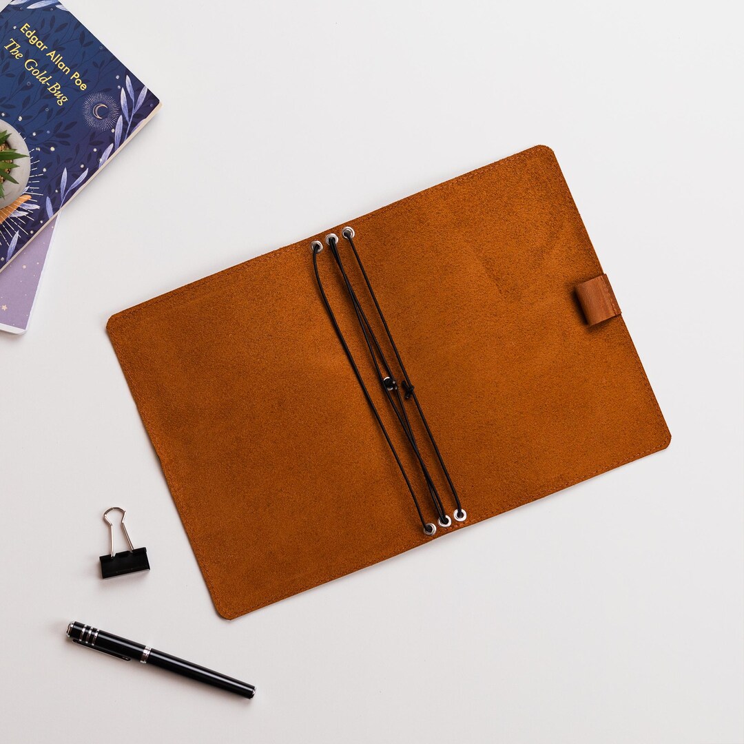 Journal Cover With Elastic Band, Leather Journal Cover A5, Refillable ...