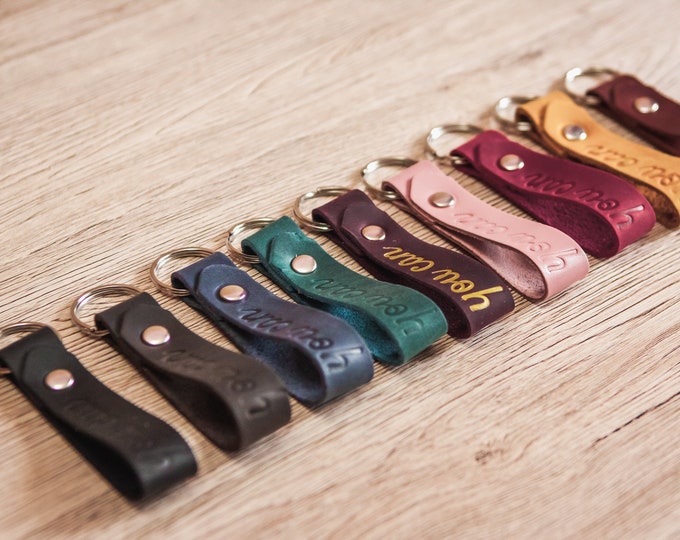 Custom Leather Keychain Wristlet Key Fob for Men Personalized Gifts for ...