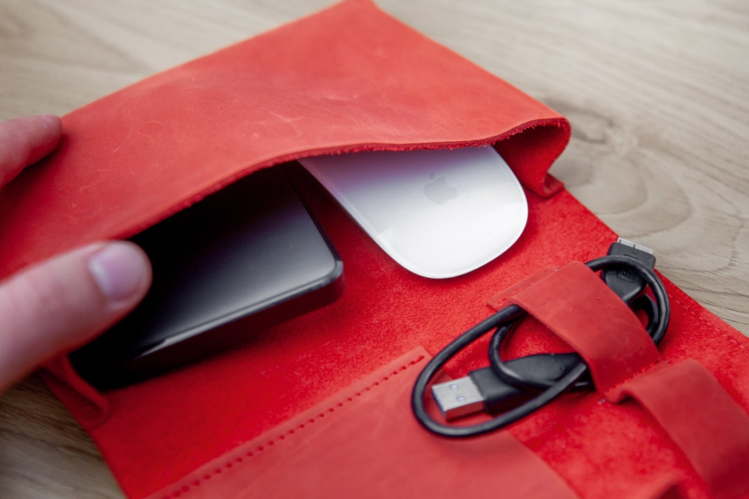 Leather Cable Organizer, Custom Tech Case, MacBook Charger Case ...