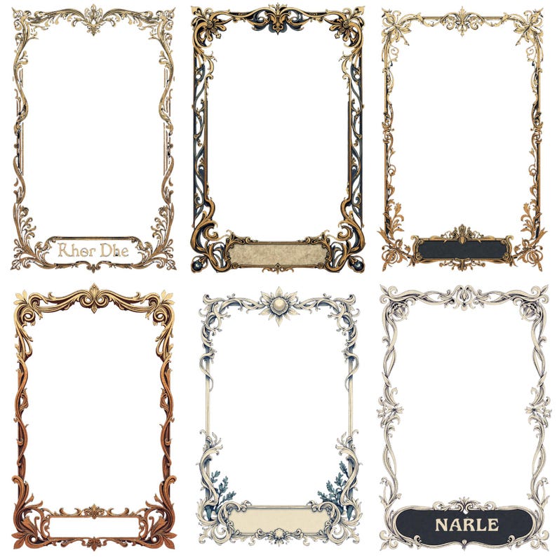 Tarot Card Frames With Transparent Background: Digital Art Pack (PNG ...