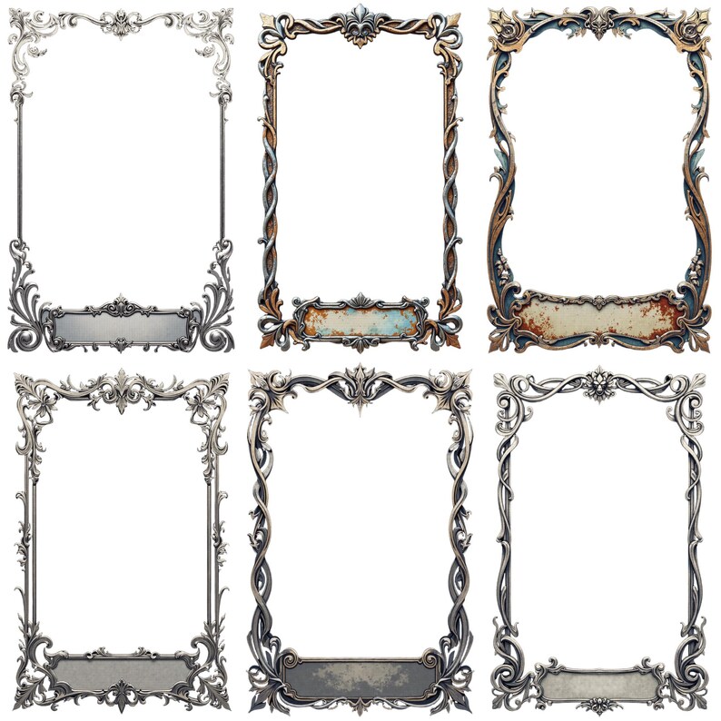 Tarot Card Frames With Transparent Background: Digital Art Pack (PNG ...