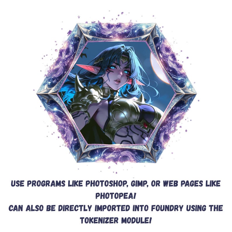 Hex Token Frame PNG With Transparent Background: Fantasy RPG Borders ...