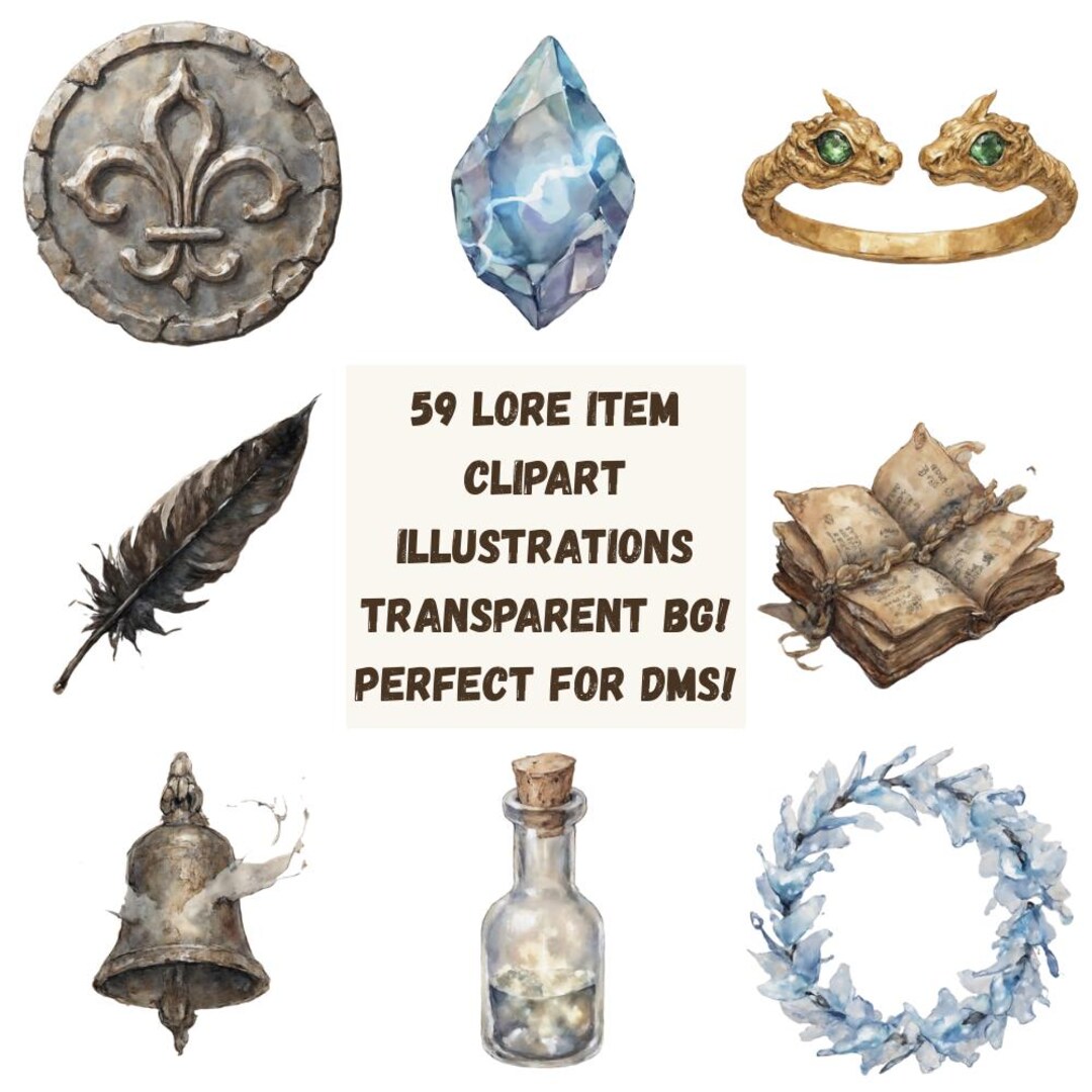 Magic Item Clipart: TTRPG Fantasy Illustration PNG Set (digital ...