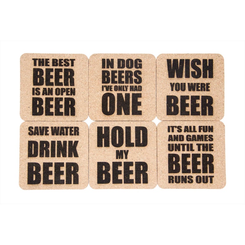 Laser Engraved Beer Coasters, Cork Coasters, Husband Gift, Boyfriend ...