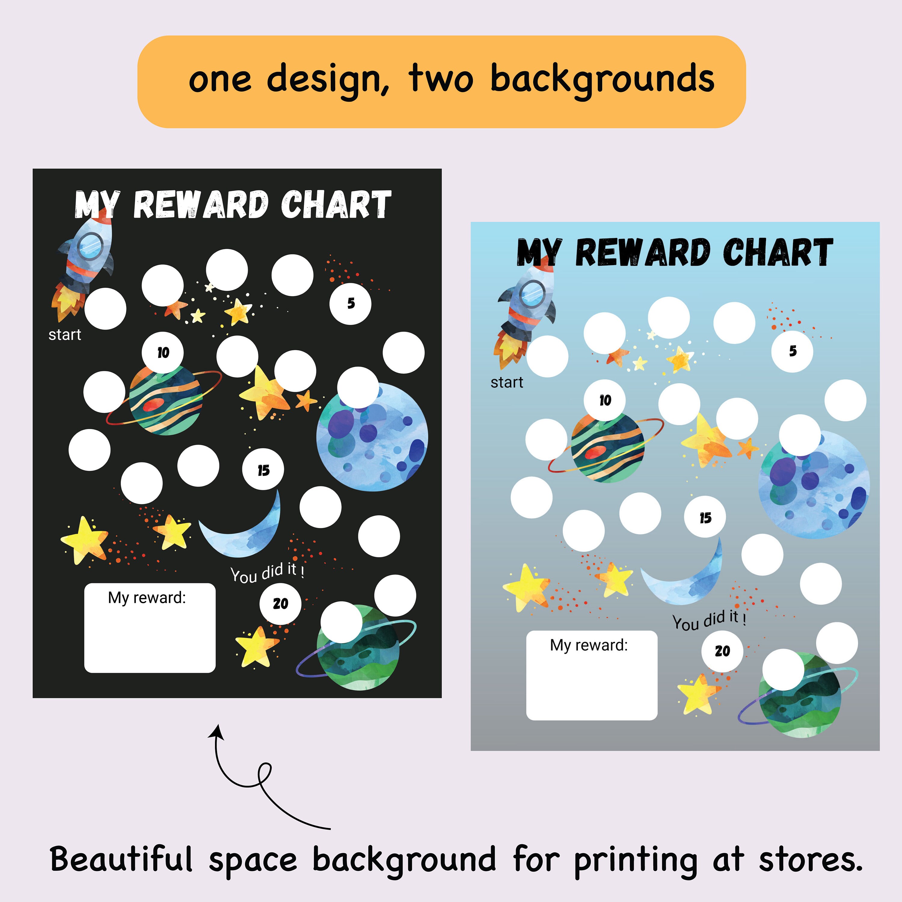 Space Planets Reward Chart for Kids Printable Chore Chart Toddlers ...
