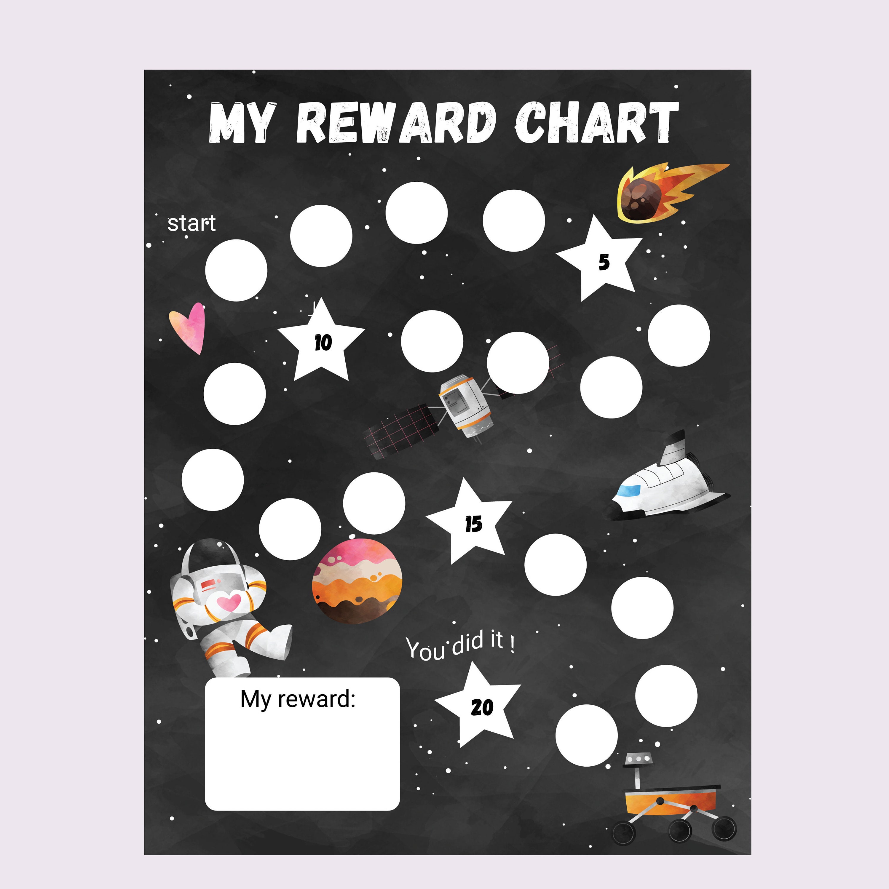 Space Planets Reward Chart for Kids Printable Chore Chart Toddlers ...