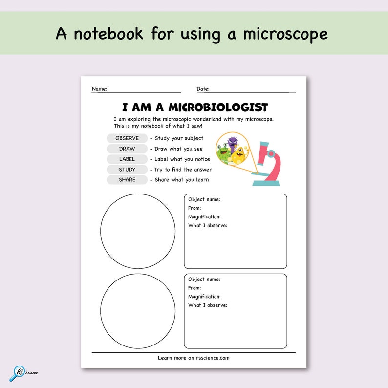 Microscope Notebook Recording Workbook Observation Science Biology ...