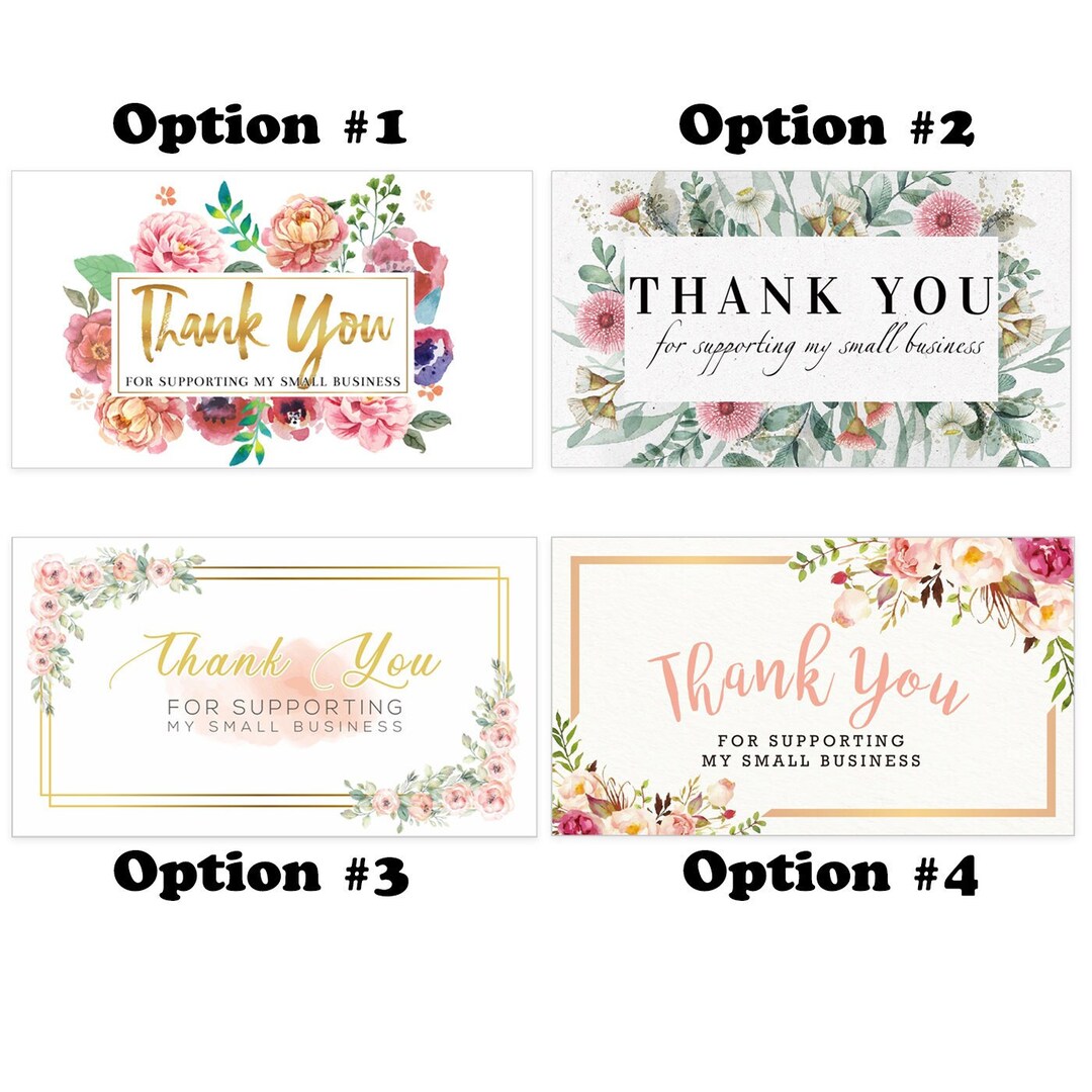 Thank You for Supporting My Small Business Cards, Flower Design(3.5 X 2 ...