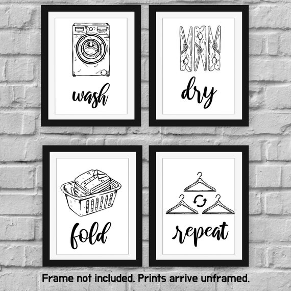 Laundry Room Signs set of 4 Unframed 8 X 10 Inches Wash - Etsy