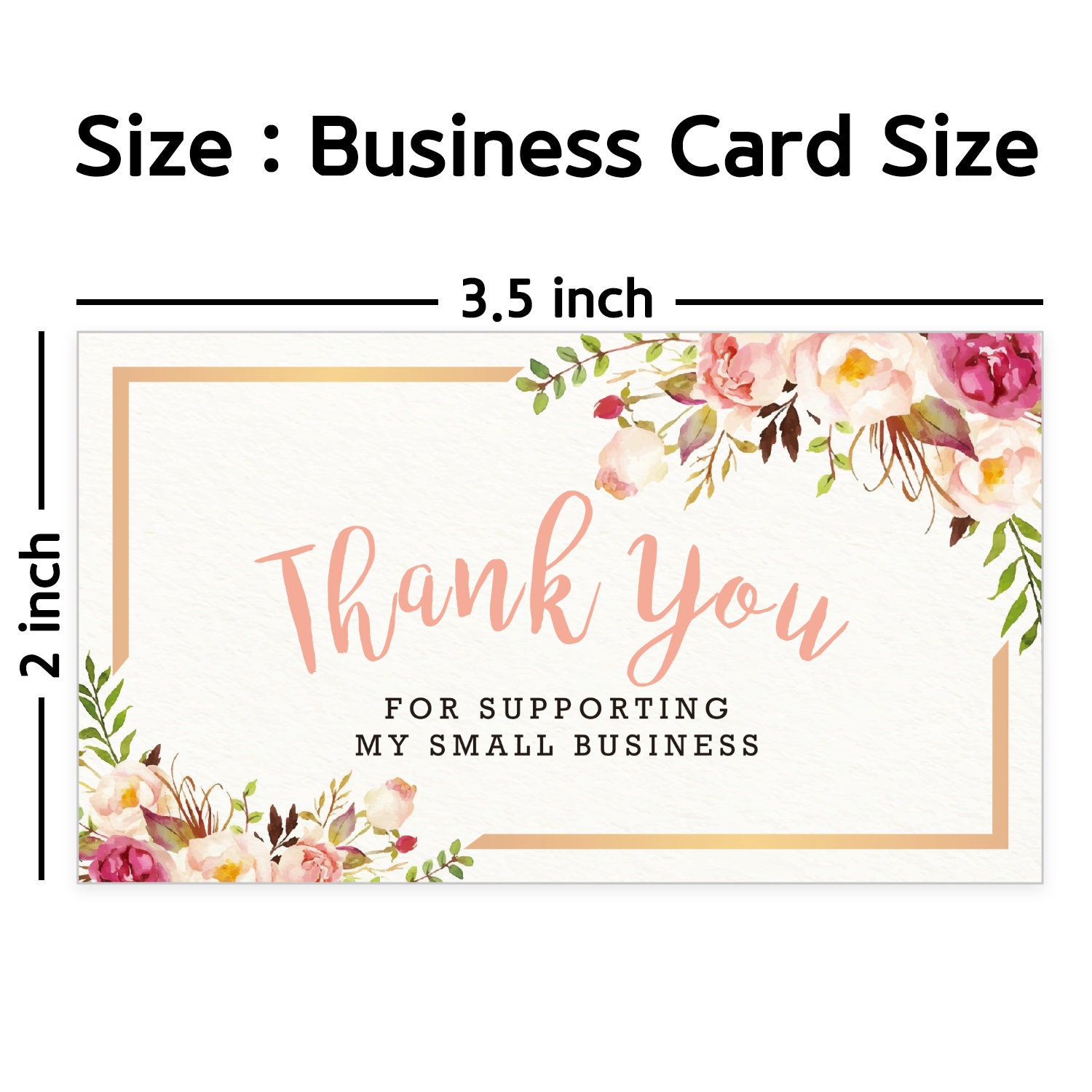 Thank You for Supporting My Small Business Cards, Flower Design(3.5 X 2 ...