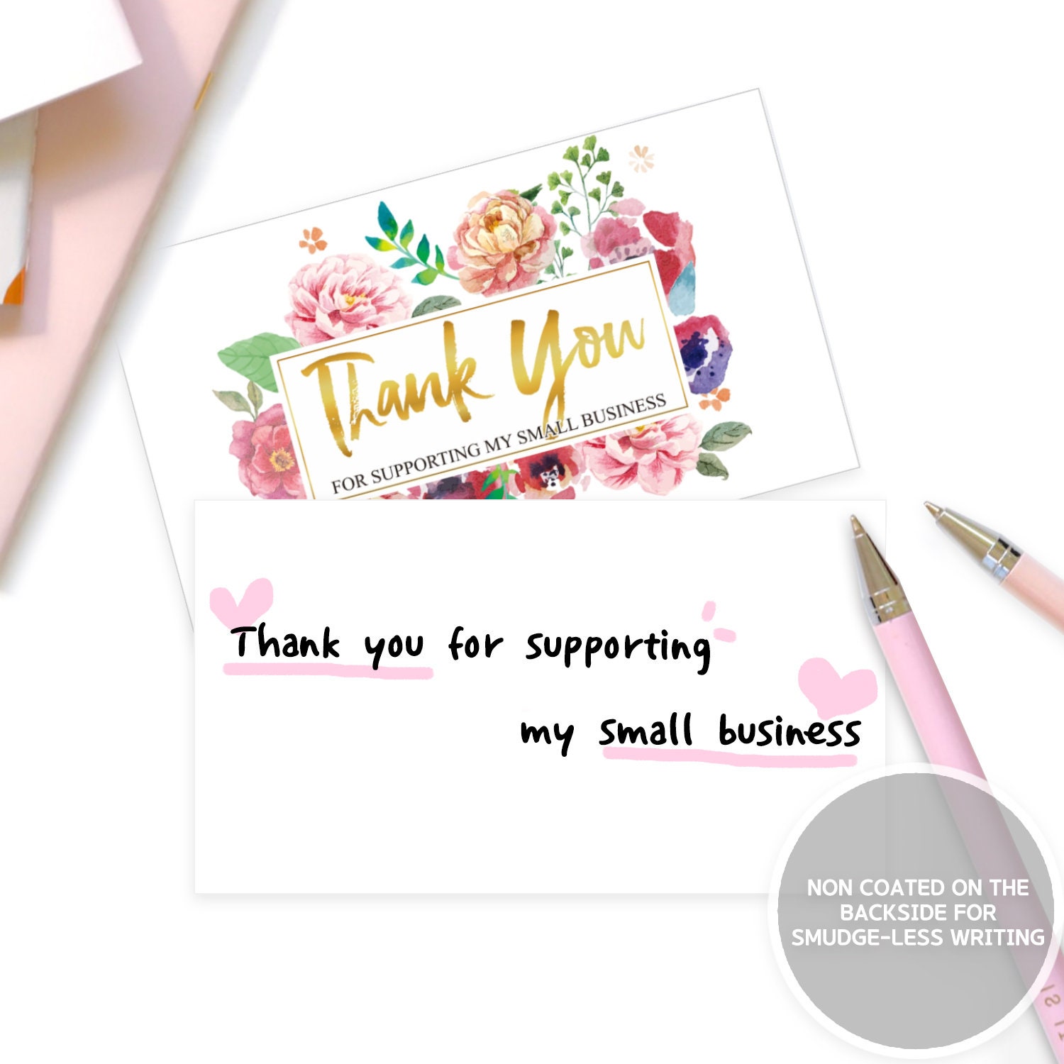 Thank You for Supporting My Small Business Cards, Flower Design(3.5 X 2 ...