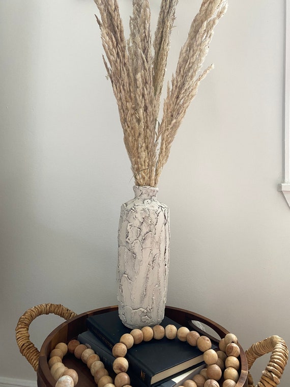 11.5 Hand Painted Vase Textured Stone Look Cream - Etsy