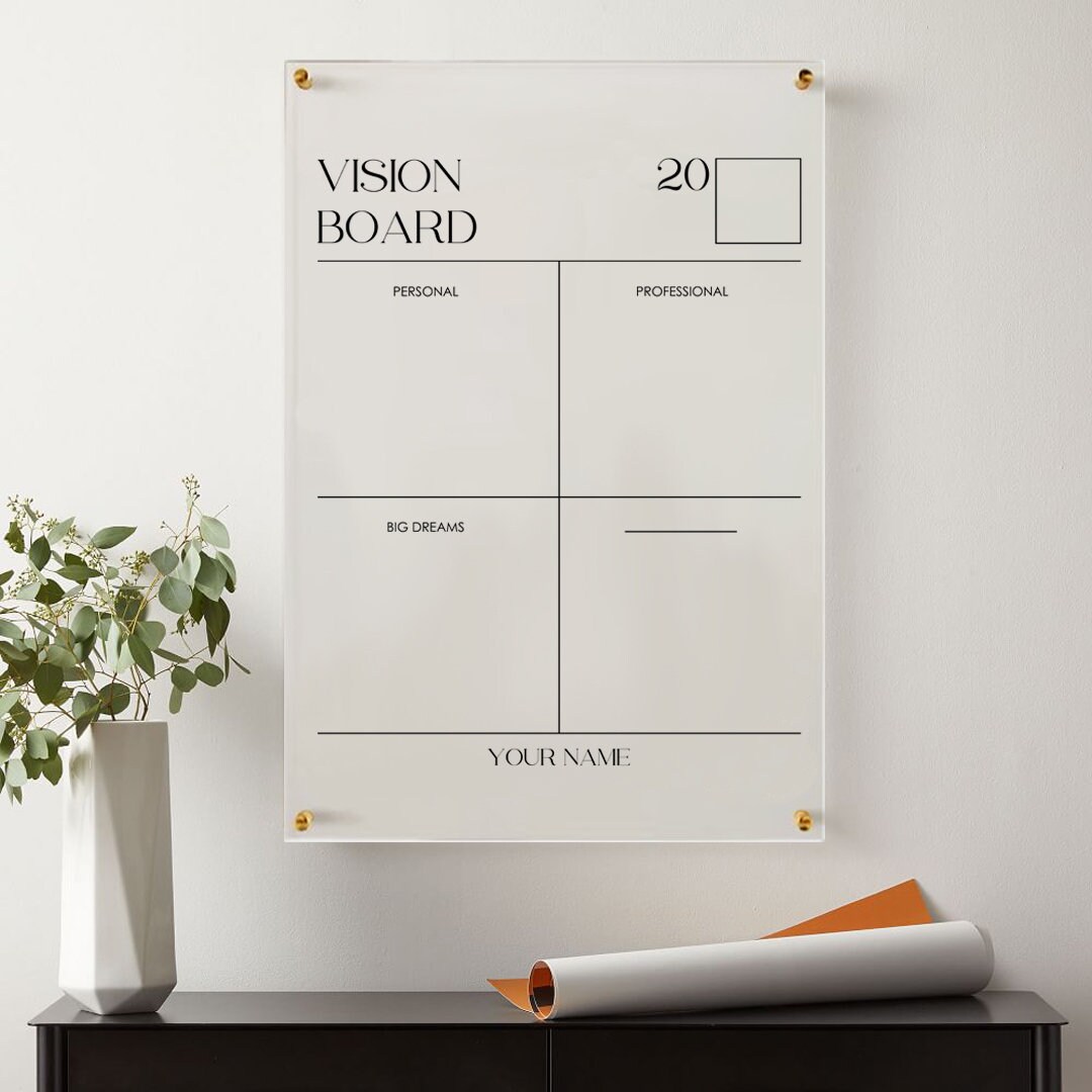 Vision Board Acrylic Magnet Planner Wall Mount Planner Family Organizer ...