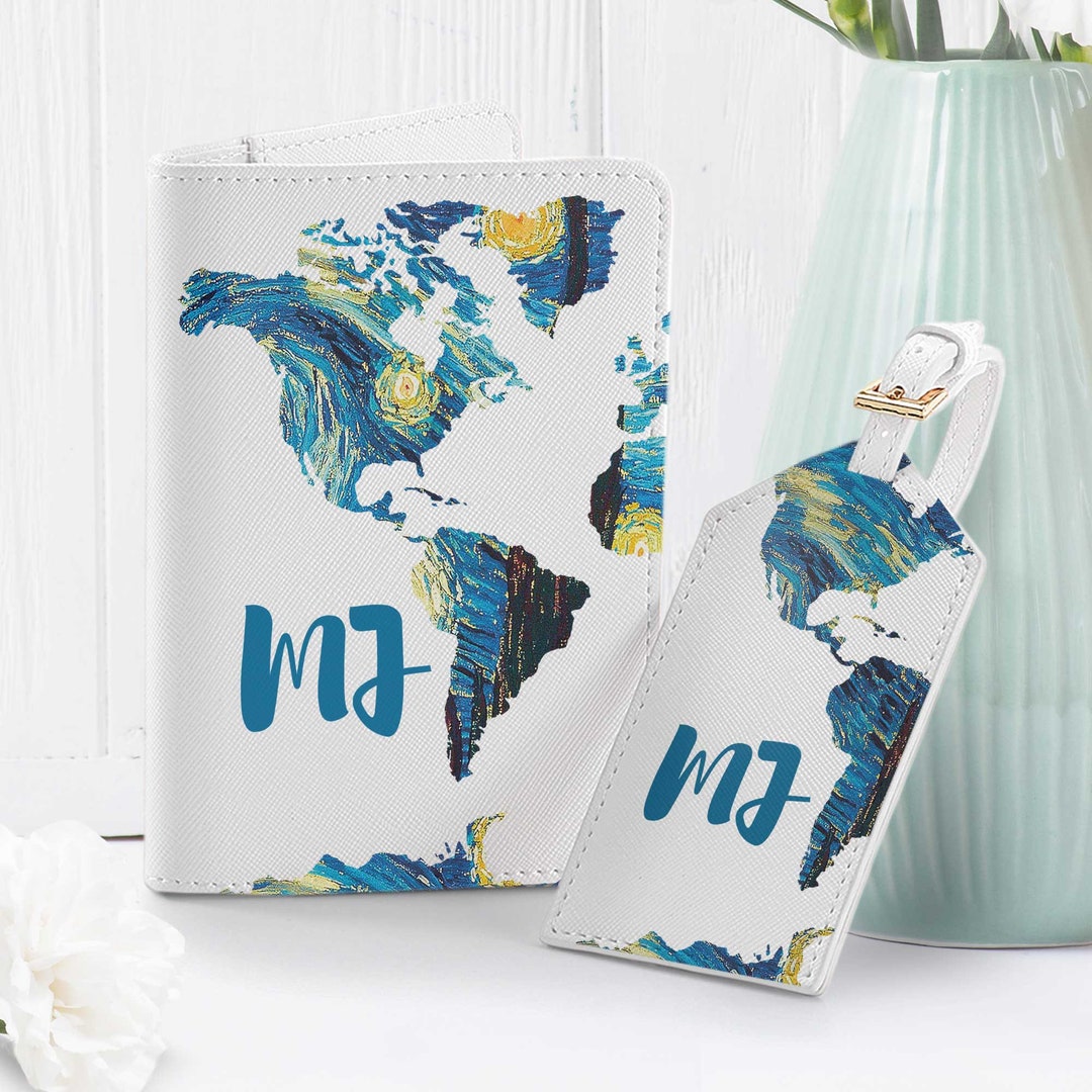Van Gogh “starry Night” Monogram Passport Holder & Luggage Tag Travel ...