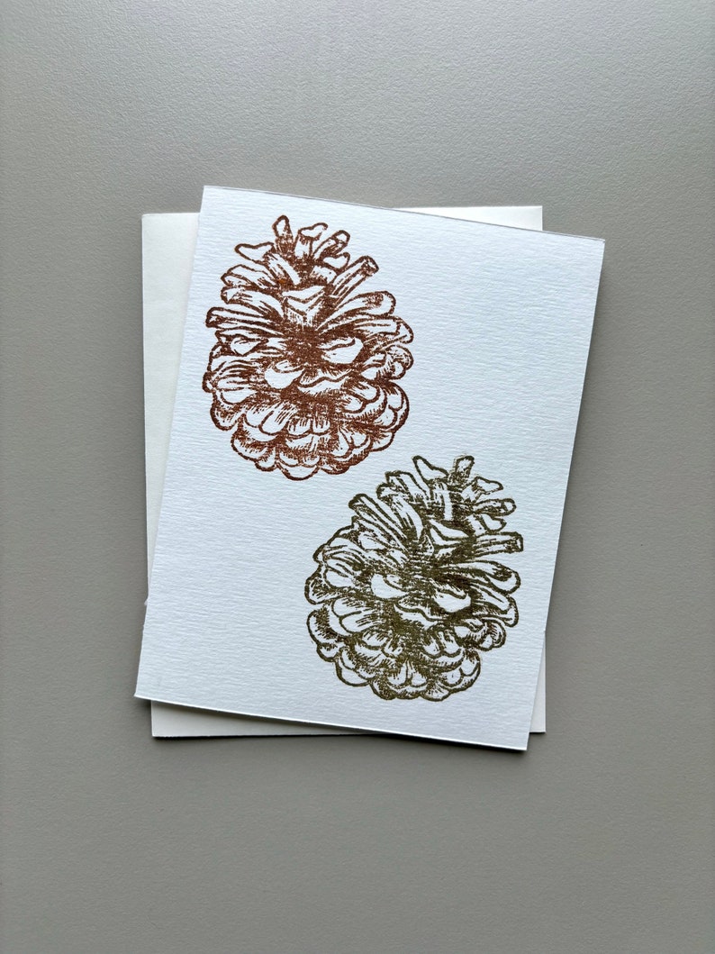 Set of Nature Themed Cards With Envelopes, Pine Cone Design, Handmade ...