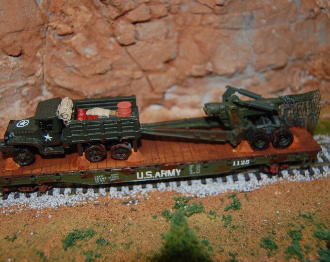 HO Scale US ARMY Flat Car W/truck and Gun. - Etsy