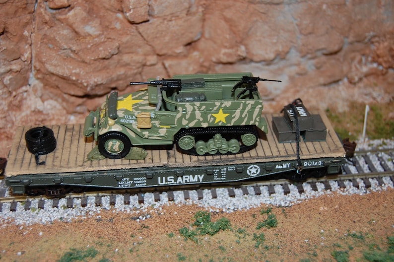 HO Scale US Army Flat Car W/ Halftrack. - Etsy