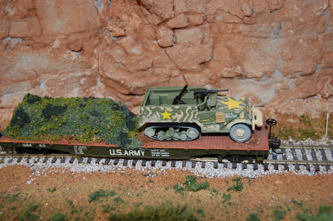 HO Scale US Army Flat Car W/halftrack & Camo Load. - Etsy