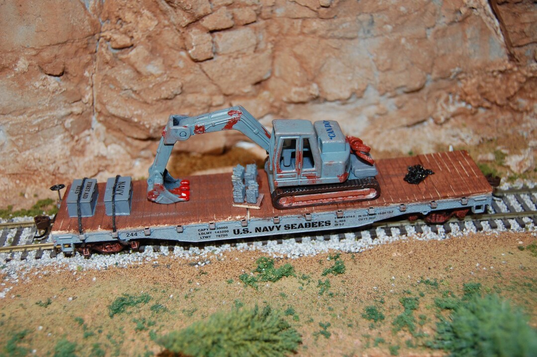 HO Scale US Navy Flatcar W/excavator - Etsy