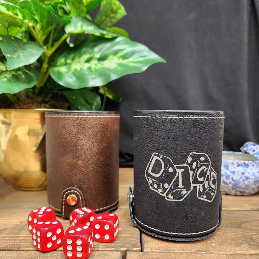 Dice Shaker Cup W/ Dice Leatherette Laser Engraving Personalized ...
