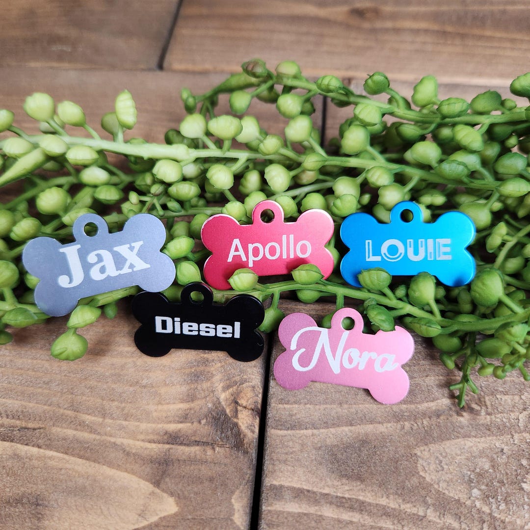 Dog Tags Fully Customizable Bone Shape Pet ID Tag Collar Accessory ...