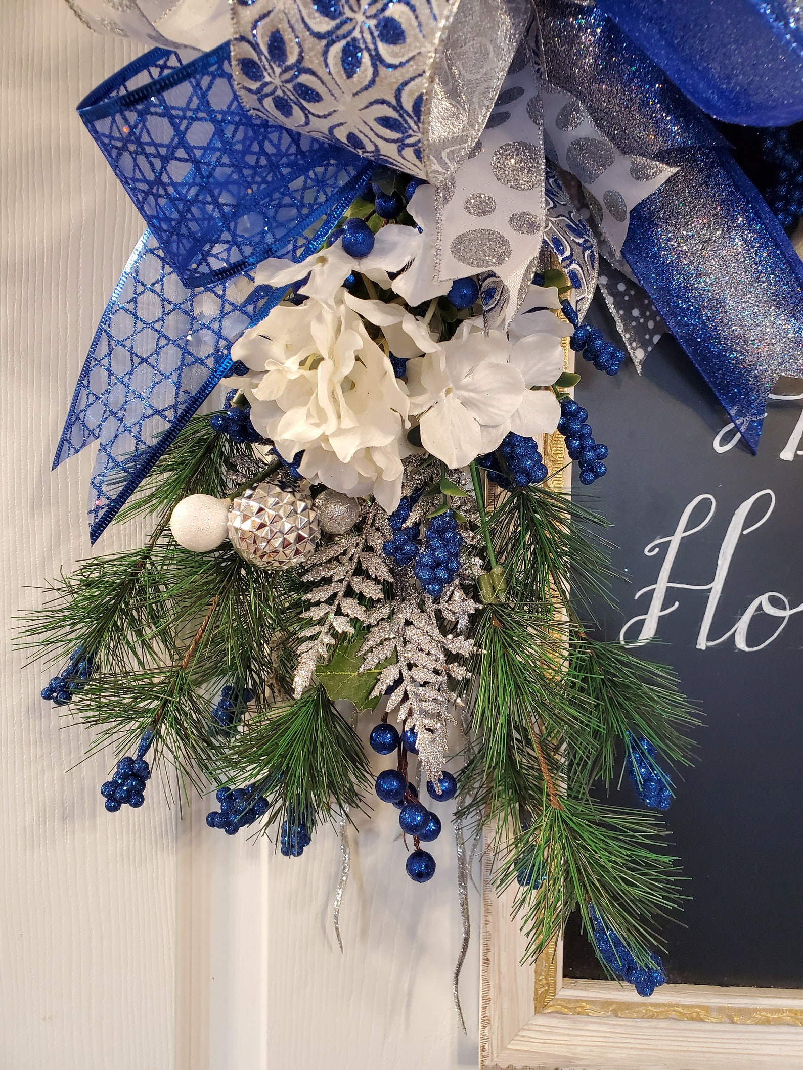 Christmas Swag, Christmas Corner Swag, Blue and Silver Christmas ...