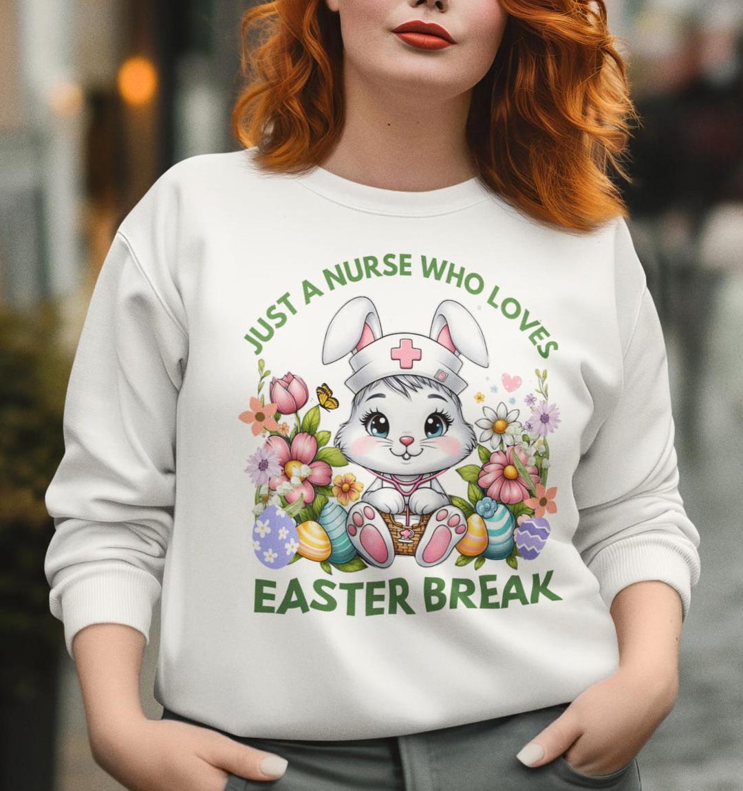 Just a Nurse Who Loves Easter Bunny Png, Easter Nurse Floral Png ...